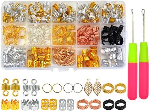 200 Stuks Haar Juwelen Voor Vlechten En Dreadlocks Gouden En Zilveren Metalen Ringen Bol