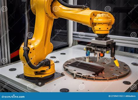 Robotic Arm Picking Up Component And Placing It In Designated Location Stock Illustration