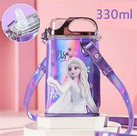 Disney Elsa Straw Bottle With Sling Bag Furniture And Home Living Kitchenware And Tableware Water