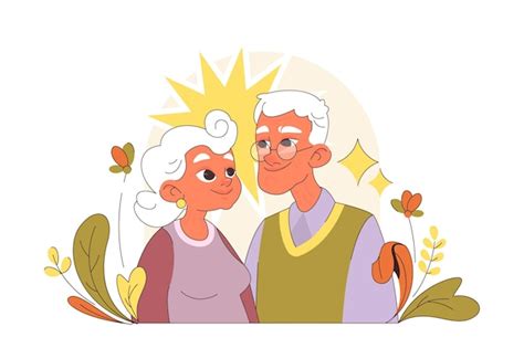 Día internacional de los abuelos personas mayores abrazándose Vector