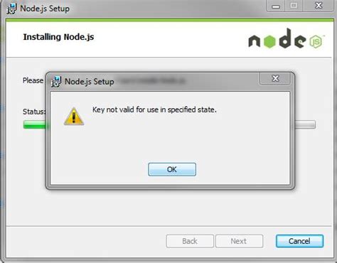 Nodejs Node Js Installation Error Key Not Valid For Use In