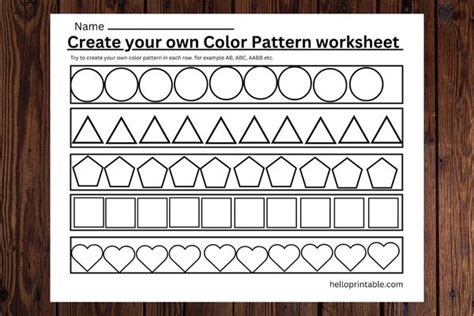 kindergarten patterns practice worksheets