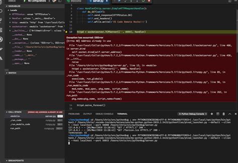 Errors When Debugging With Open Ports Issue Microsoft Vscode Python Github