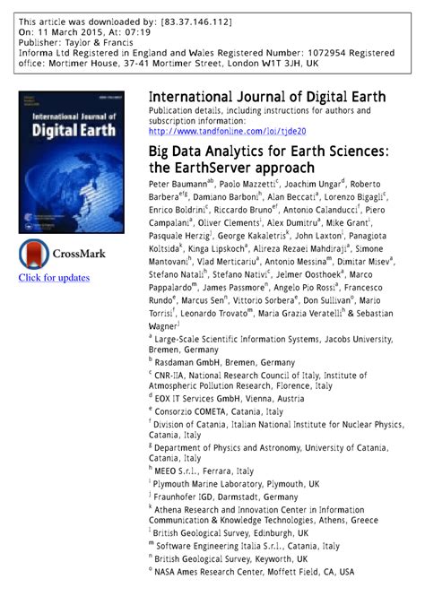 Pdf Big Data Analytics For Earth Sciences The Earthserver Approach