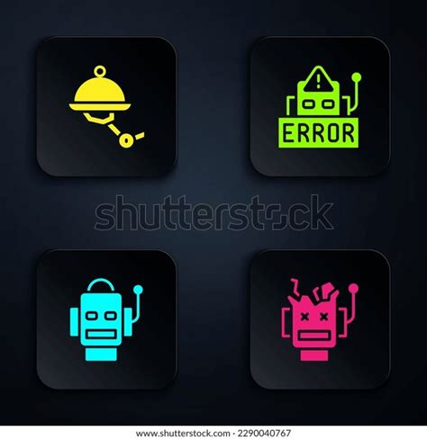 Set Broken Robot Waiter Robot Error Stock Vector Royalty Free Shutterstock