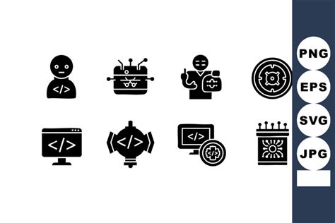 Programming And Coding Technology Icons Set With Developer A