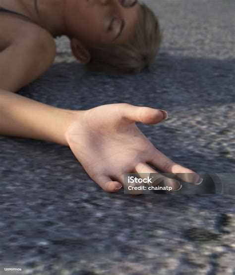 Unconscious Girl On The Street Concept For Crime Scene Or Book Cover 3d