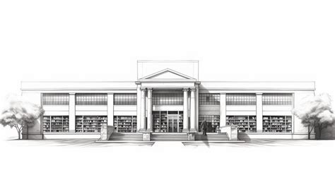 Premium Photo Photorealistic Black And White Library Building Illustration