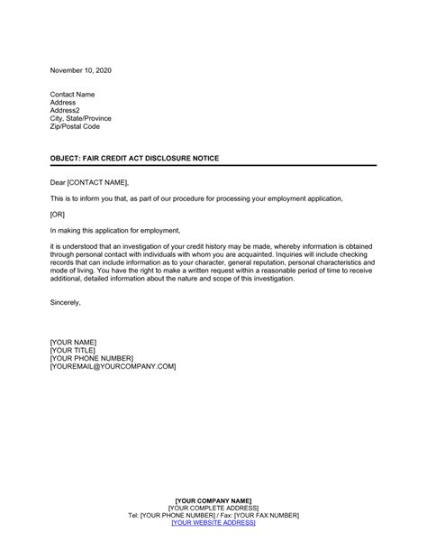 Disclosure Letter Template ~ Resume Letter