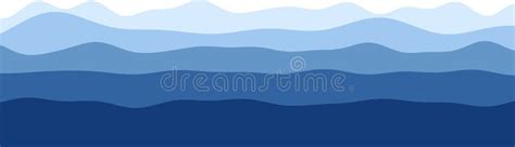 Abstract Blue Waves Pattern In Gradient Shades With Flowing Curves Stock Vector Illustration
