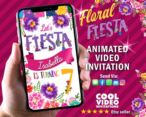 Floral Fiesta Animated Birthday Invitation Mexican Quinceañera Mp4