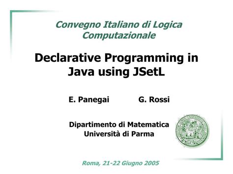 PPT Declarative Programming In Java Using JSetL PowerPoint Presentation ID