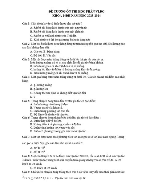 De Cuong On Thi Mon Vldc 12 2023 Pdf