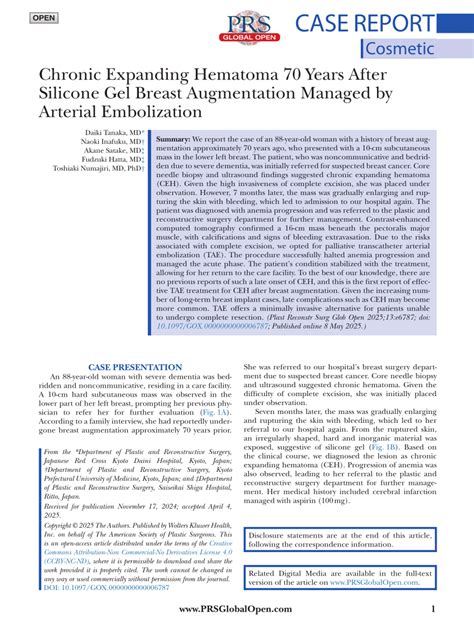 Pdf Chronic Expanding Hematoma 70 Years After Silicone Gel Breast Augmentation Managed By