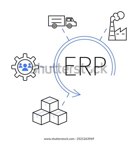 Diagram Visualizing Erp System Centralizing Logistics Stock Vector
