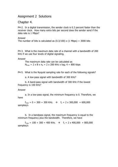 Assignment 2 Solutions Chapter 4