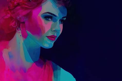Premium Ai Image Sensual Woman In Neon Ultraviolet Light Watercolor