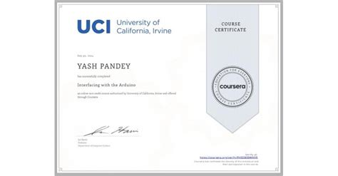Yash Pandey On Linkedin Completion Certificate For Interfacing With The Arduino