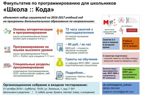 Факультатив Школа Кода объявляет набор учащихся школ и колледжей на программы