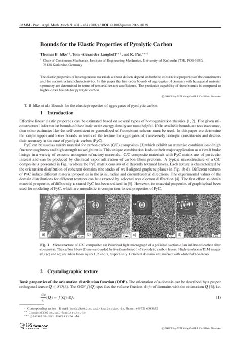 Pdf Estimate Of The Thermoelastic Properties Of Pyrolytic Carbon Based On An Image
