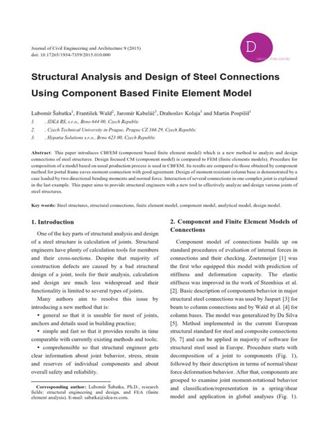 Structural Analysis And Design Of Steel Connections Using Component