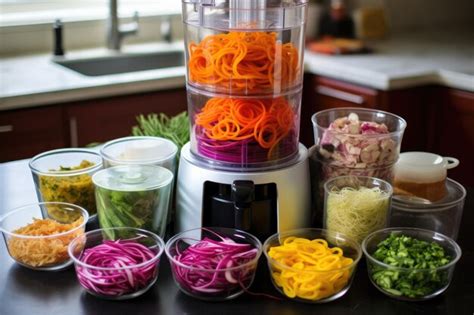 Premium Ai Image Food Processor With A Spiralizer Attachment For
