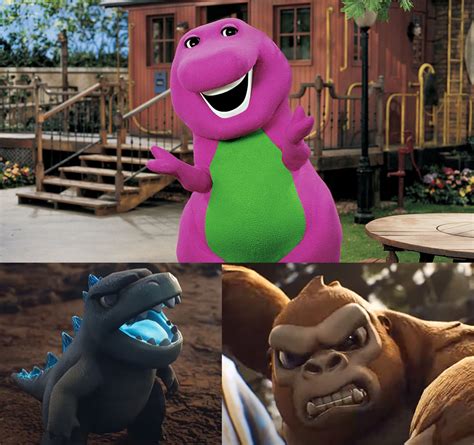 Buddy Godzilla And Buddy Kong Vs Barney By Keananluke On Deviantart