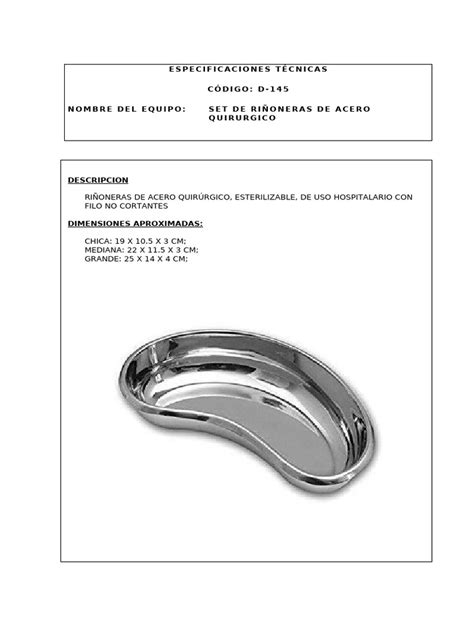 D 145 Set De Rinoneras De Arero Quirurgico Pdf