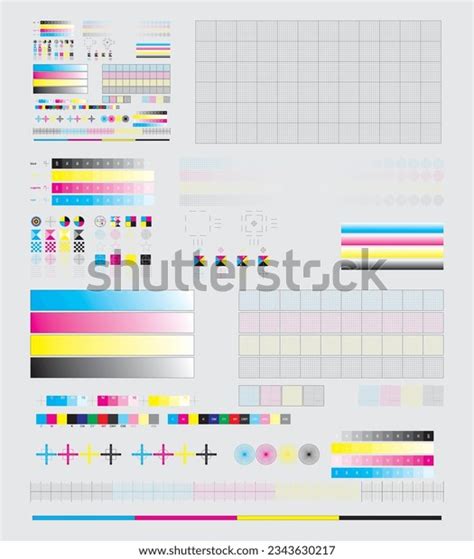 printing cmyk marks offset print calibration 库存矢量图（免版税）2343630217