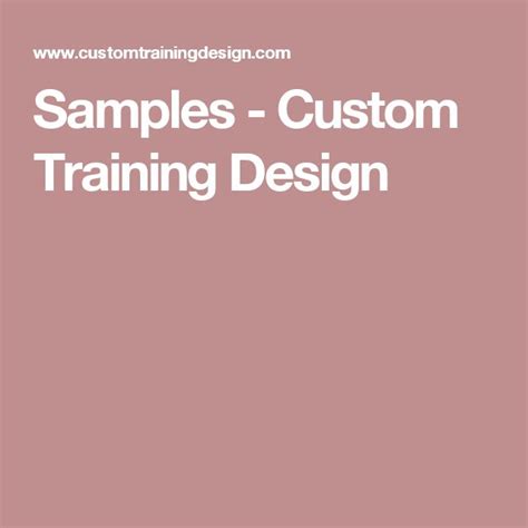 Samples Custom Training Design