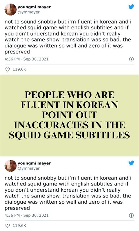 People who are fluent in korean point out inaccuracies in the squid game subtitles – Artofit