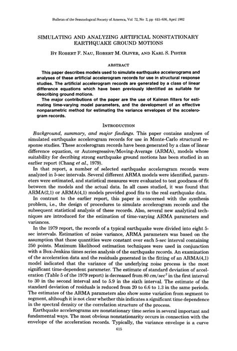 Pdf Simulating And Analyzing Artificial Non Stationary Earthquake Ground Motions