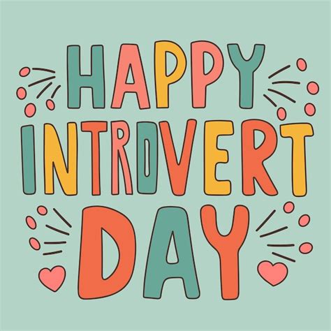 Premium Vector Happy Introvert Day Text Banner Handwriting Holiday Text Banner Square