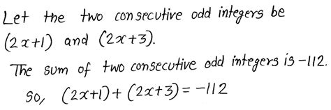 Answered The Sum Of Two Consecutive Odd Integers… Bartleby