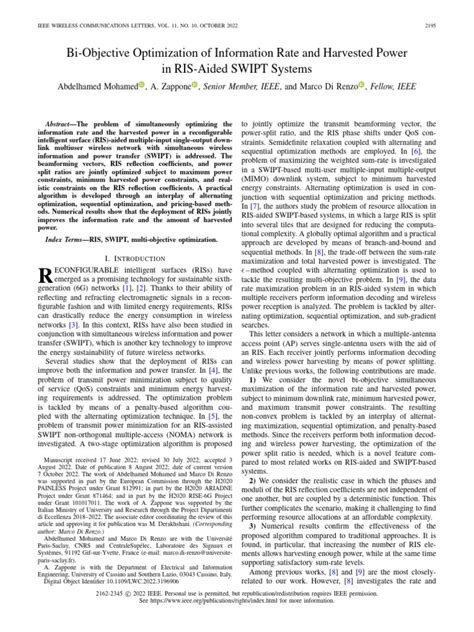 Bi Objective Optimization Of Information Rate And Harvested Power In