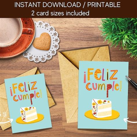 Feliz Cumpleanos Printable Card Etsy