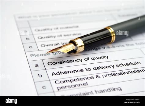 Quality Evaluation Form Stock Photo Alamy