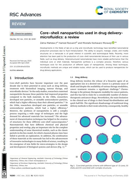 Pdf Coreshell Nanoparticles Used In Drug Delivery Microfluidics A