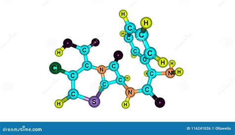 Estructura Molecular De Cefaclor Aislada En Blanco Stock De Ilustración Ilustración De