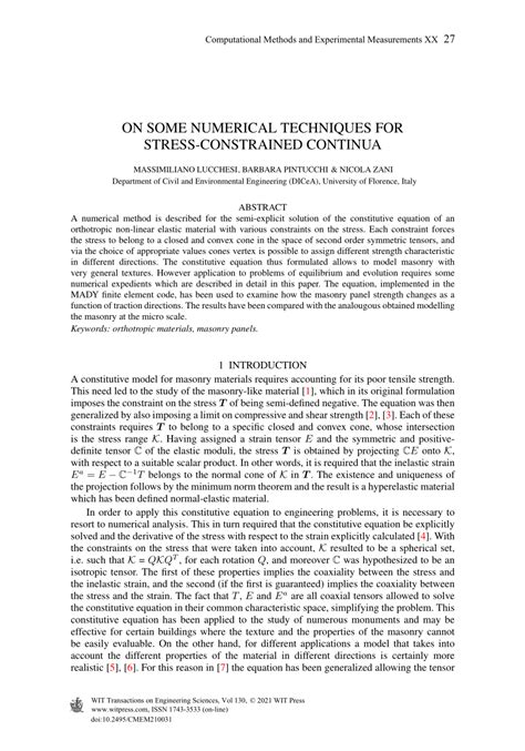 Pdf On Some Numerical Techniques For Stress Constrained Continua