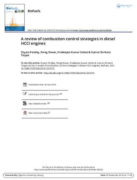 Pdf A Review Of Combustion Control Strategies In Diesel Hcci Engines