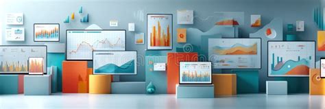Marketing Dashboard Floating In The Air With Various Data Visualizations And Graphs Displayed In
