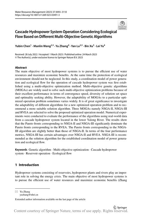 Cascade Hydropower System Operation Considering Ecological Flow Based