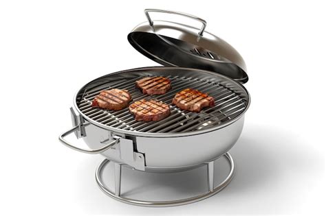 Premium Ai Image Portable Opened Barbecue Grill Round Shape On White