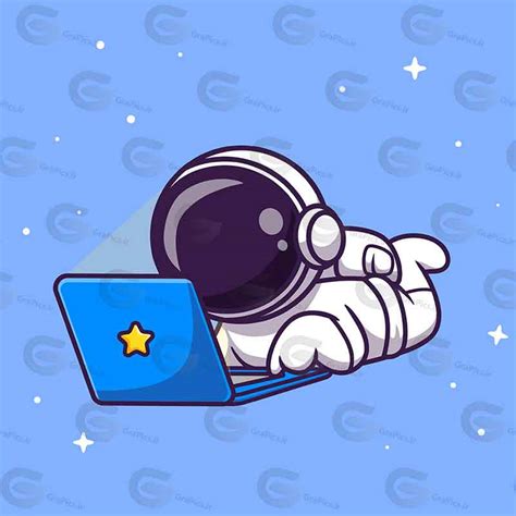 وکتور کارتونی فضانورد و لپ تاپ کد 211 گراپیکس