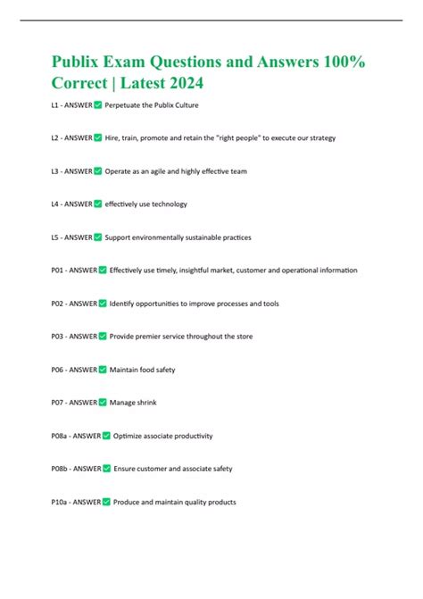Publix Exam Questions And Answers 100 Correct Latest 2024 Publix Stuvia Us