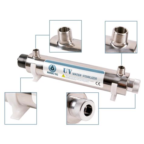 стерилизатор за вода Nordic Tec Uv от неръждаема стомана 0 3gpm 4w 1 4 сребрист Emag Bg