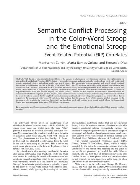 PDF Semantic Conflict Processing In The Color Word Stroop And The Emotional Stroop Event