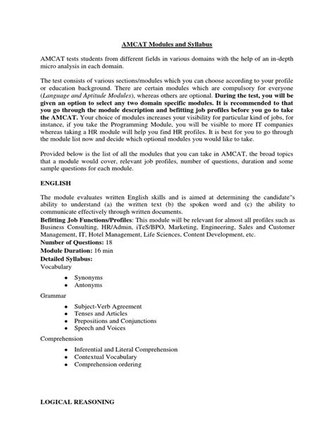 Amcat Modules And Syllabus Pdf Instrumentation Engineering