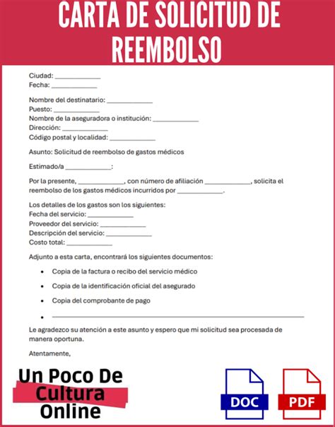 Carta De Solicitud De Reembolso Ejemplos En Word Y Pdf